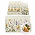 Country Daisy Leather Placemats Set of 4, 12x18 Inch, Wildflowers ...