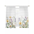 Country Daisy Sheer Curtains 2 Panels Set Wildflowers Leaves Farm Plant ...