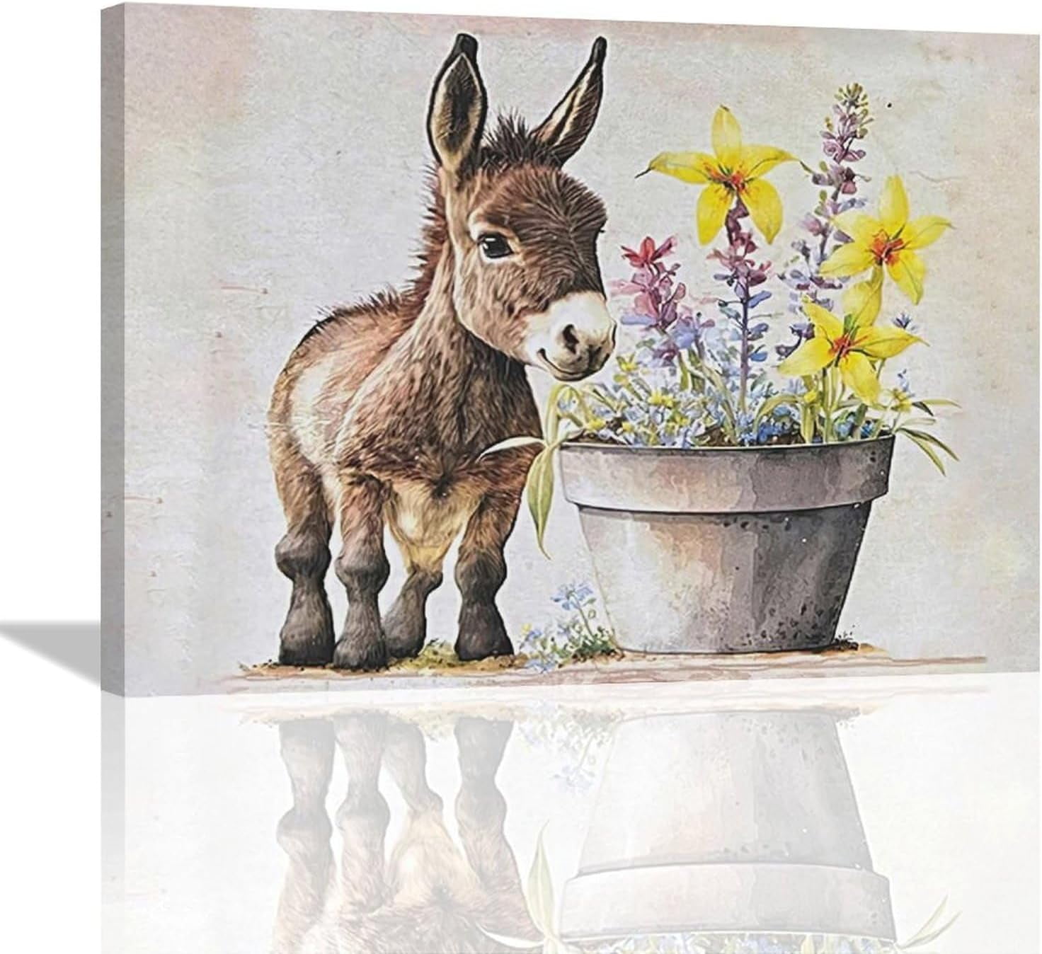 Country Donkey Wall Art Farmhouse Donkey Pictures Wall Decor Canvas ...