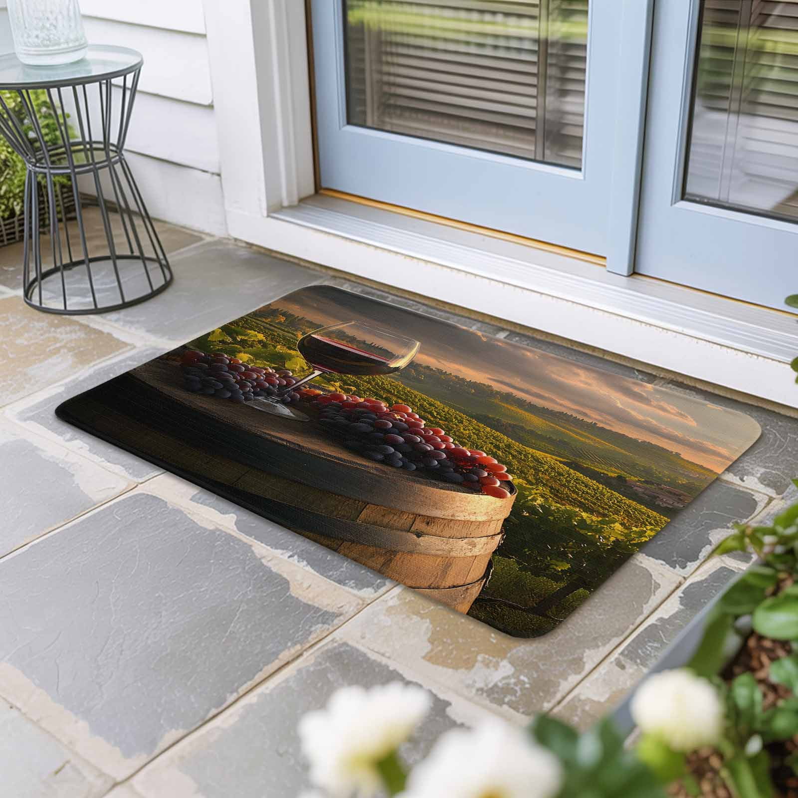 Country Door Mat Indoor Outdoor, Grapes Casks Wine Farmhouse Non Slip ...