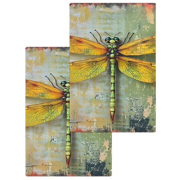 Country Dragonfly Hand Towels Set, Waffle Weave Kitchen Towels 2 Pieces ...