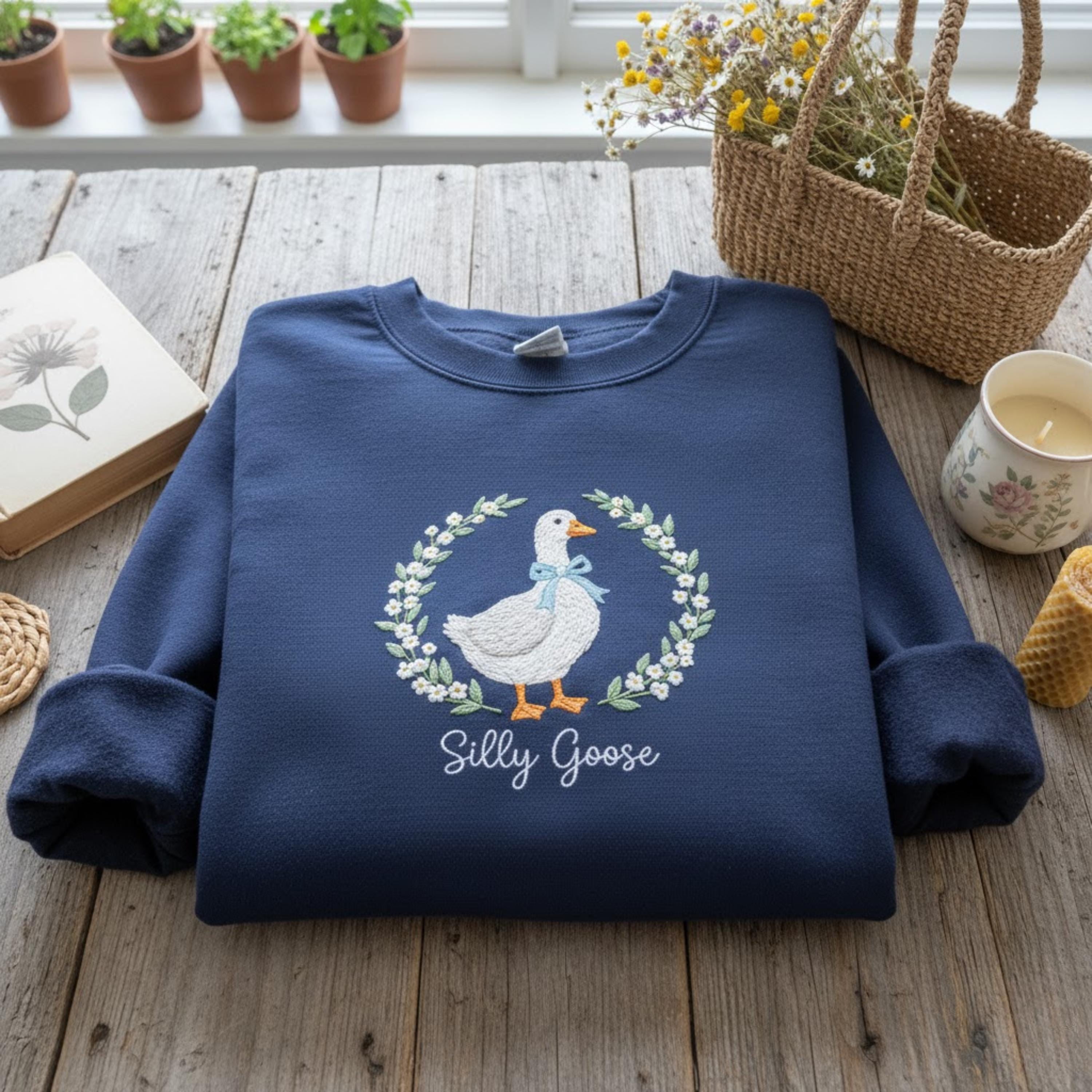 Country Duck Embroidered Sweatshirt Silly Goose Cottagecore Crewneck ...
