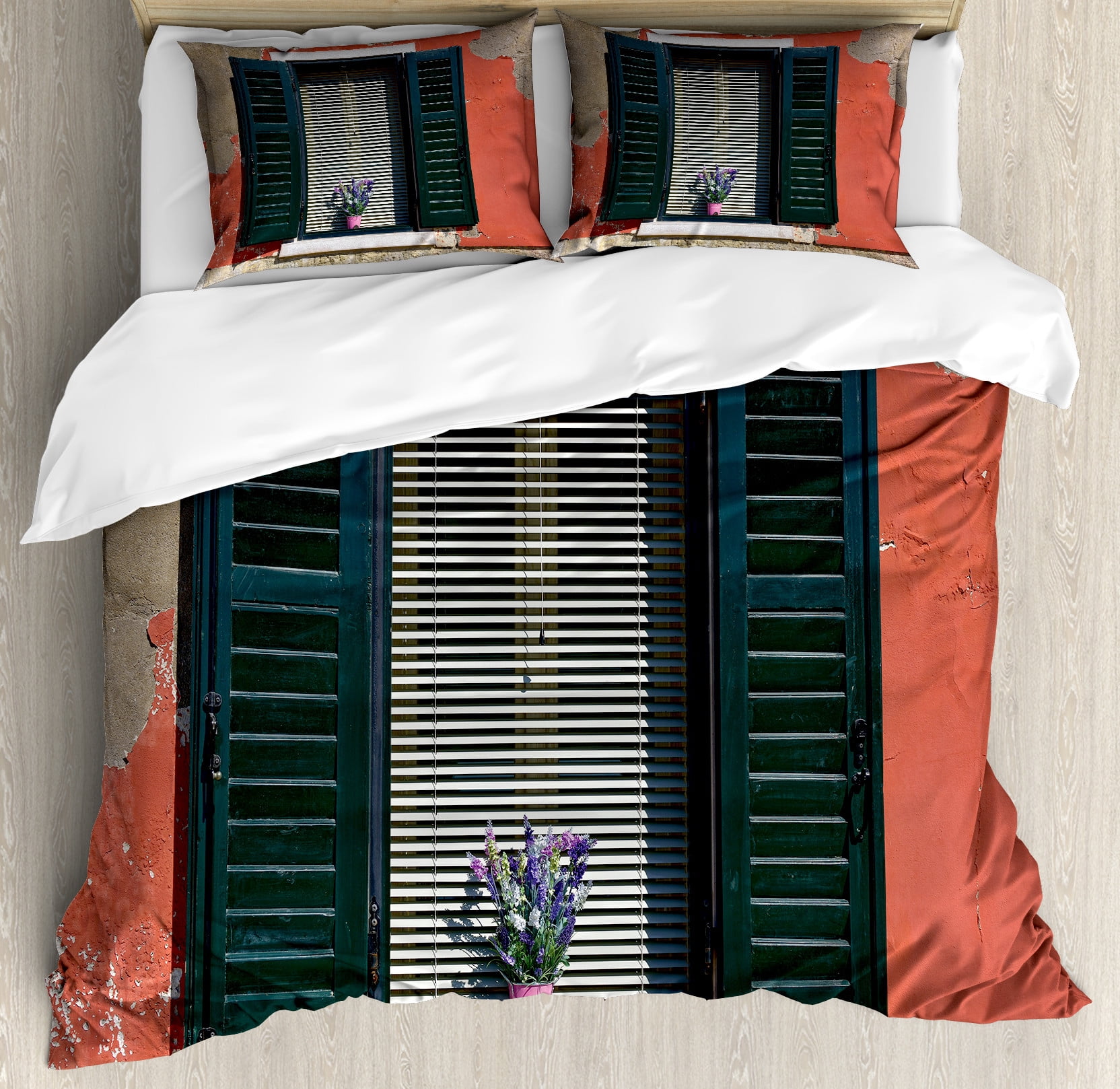 Country Duvet Cover Set, Old Italian Stone House with Medieval Style ...