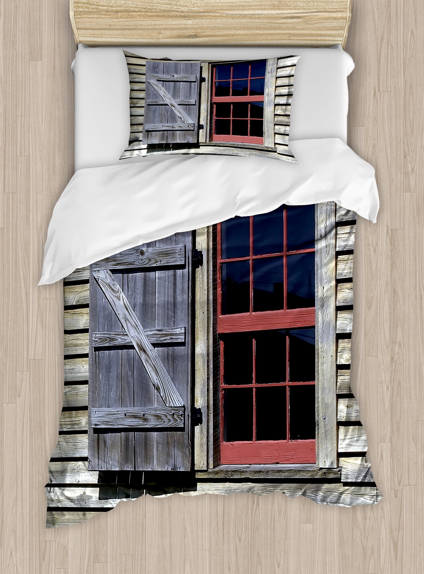Country Duvet Cover Set, Original Wooden Window Shutters in Historical ...
