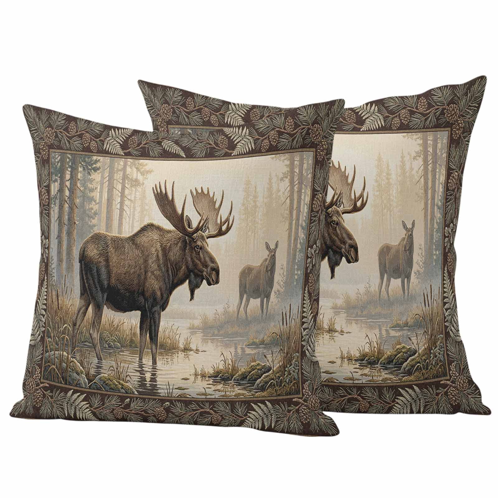 Country Elk Outdoor Waterproof Pillow Covers, Farmhouse Animals ...