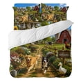 Country Farm Bedding Duvet Cover Set King Size 4 Pieces, Rural Path ...