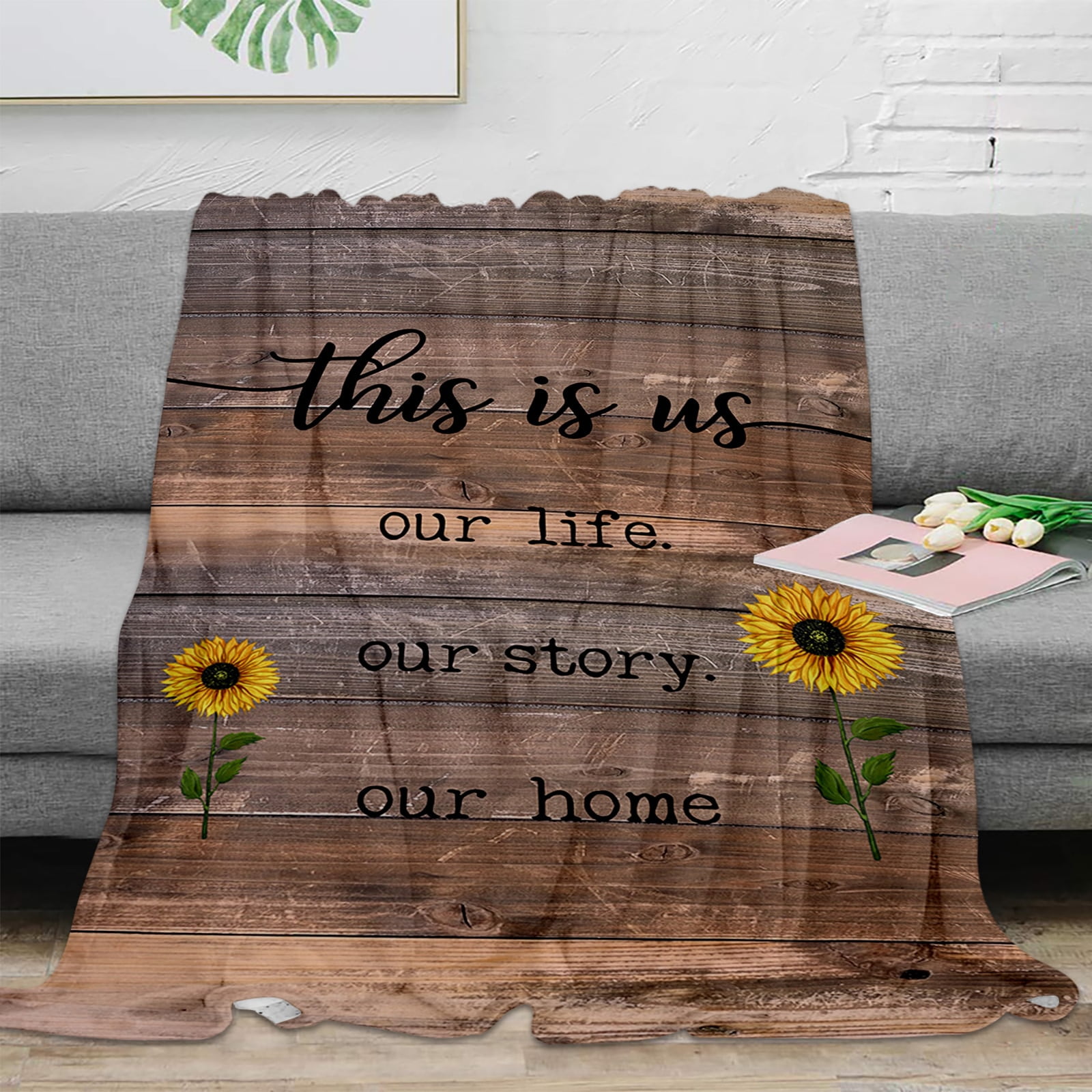 Country Farm Flower Sunflower Throw Blanket Warm Plush Blankets ...