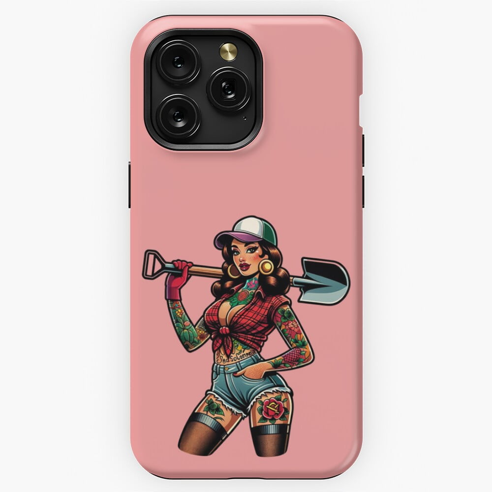 Country Farm Girl Pinup Vintage Rodeo Art iPhone Case 17 to 11 Pro Max ...