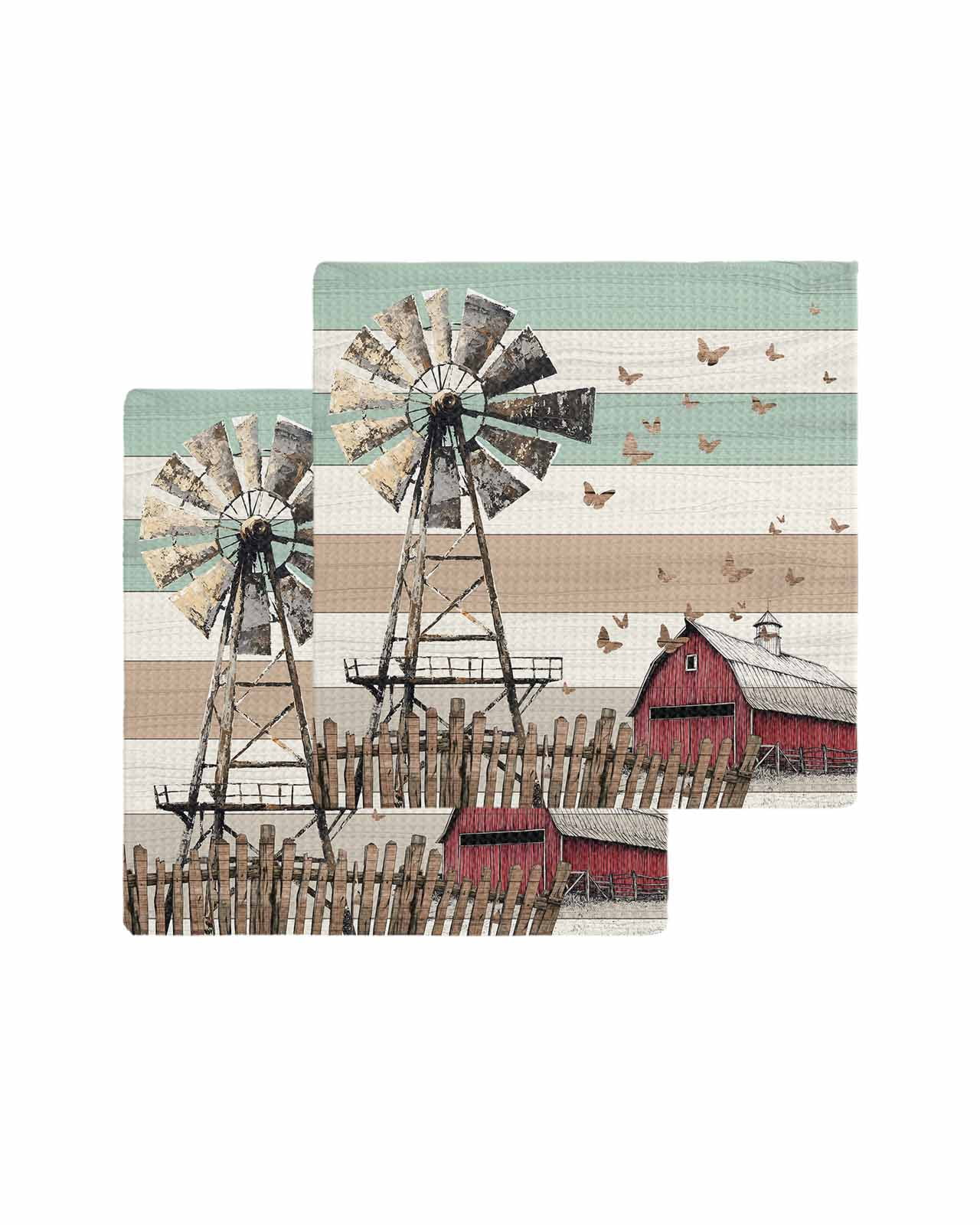 Country Farm Kitchen Dish Towels for Drying Dishes Set of 2, Vintage ...