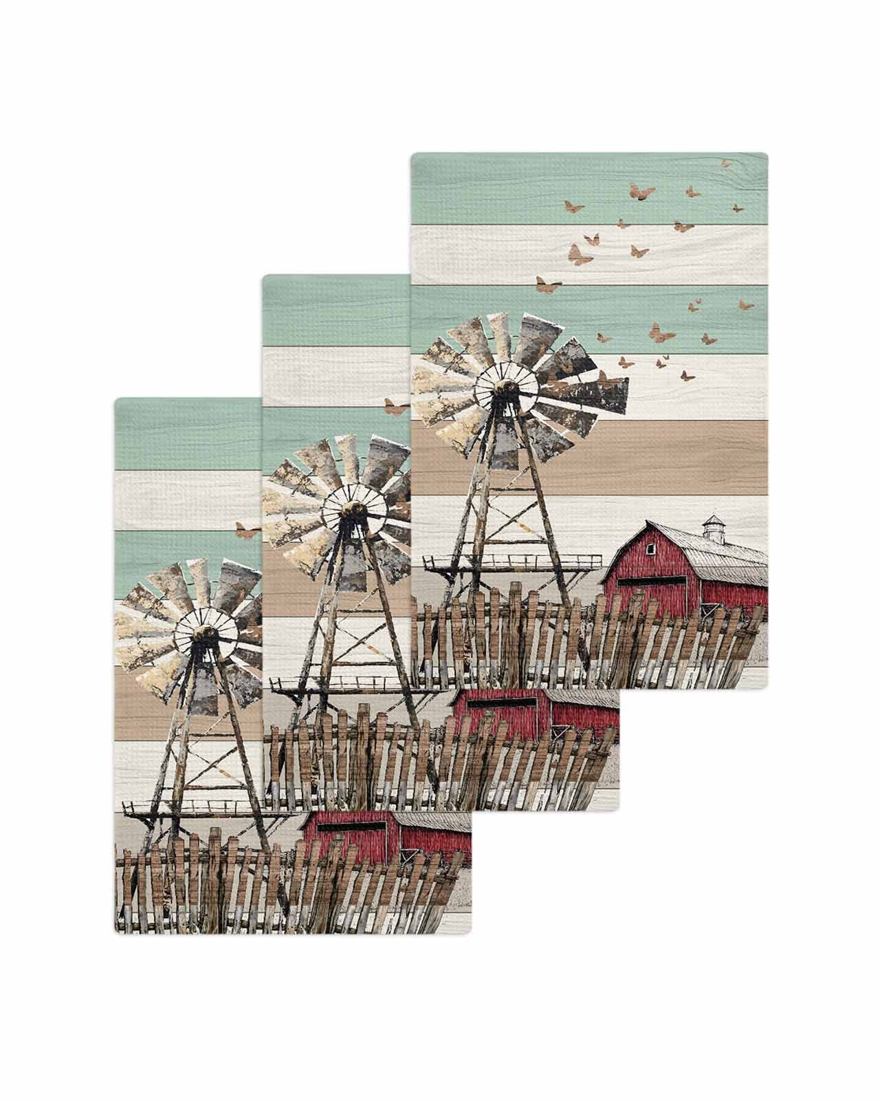 Country Farm Kitchen Dish Towels for Drying Dishes Set of 3, Vintage ...