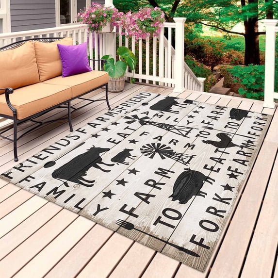 Country Farm Outdoor Rug 3x5 Ft, Non Slip Washable Area Rug, Cow Pig ...