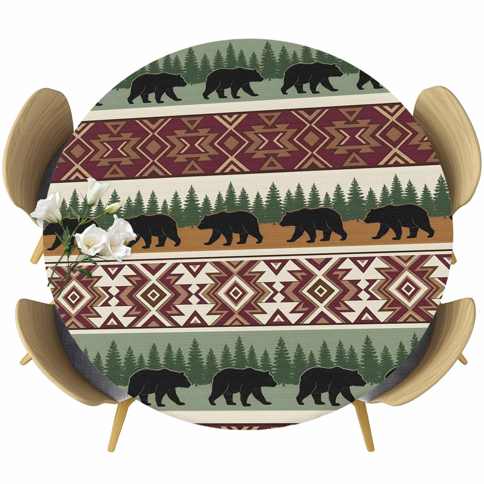 Country Farm Round Tablecloth 36-44 Inch Round Fitted Table Cloth with ...