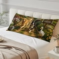 Country Farm Throw Pillow Covers, Rural Path Golden Retriever Border ...