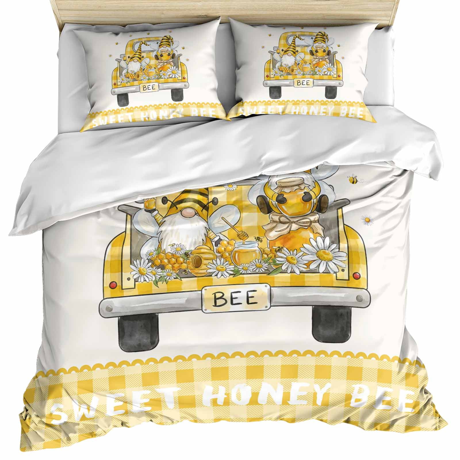Country Farmhouse Bedding 3 Piece Duvet Cover Set Queen Size, Yellow ...