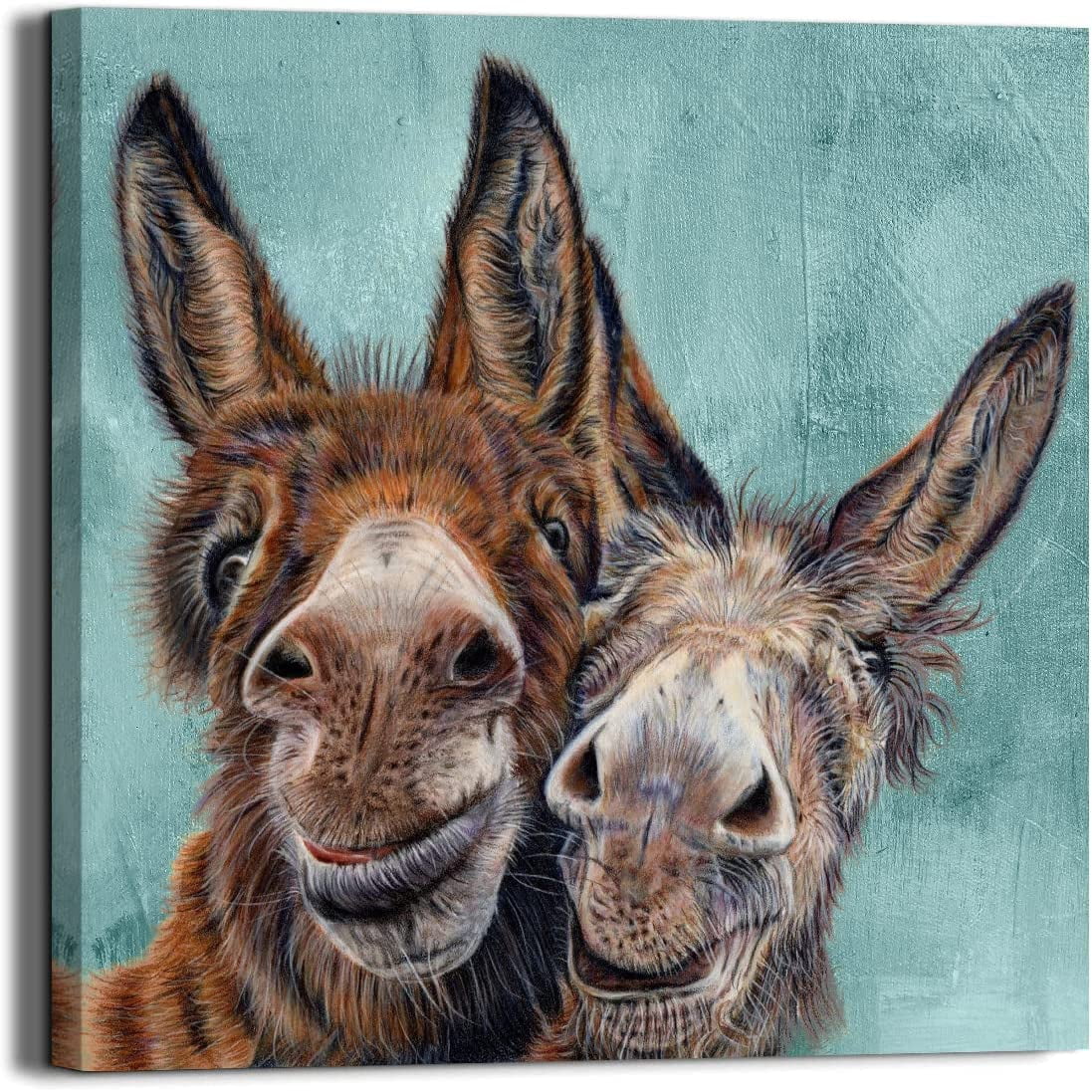 Country Farmhouse Donkey Canvas Pictures Prints Funny Animal Wall Decor ...