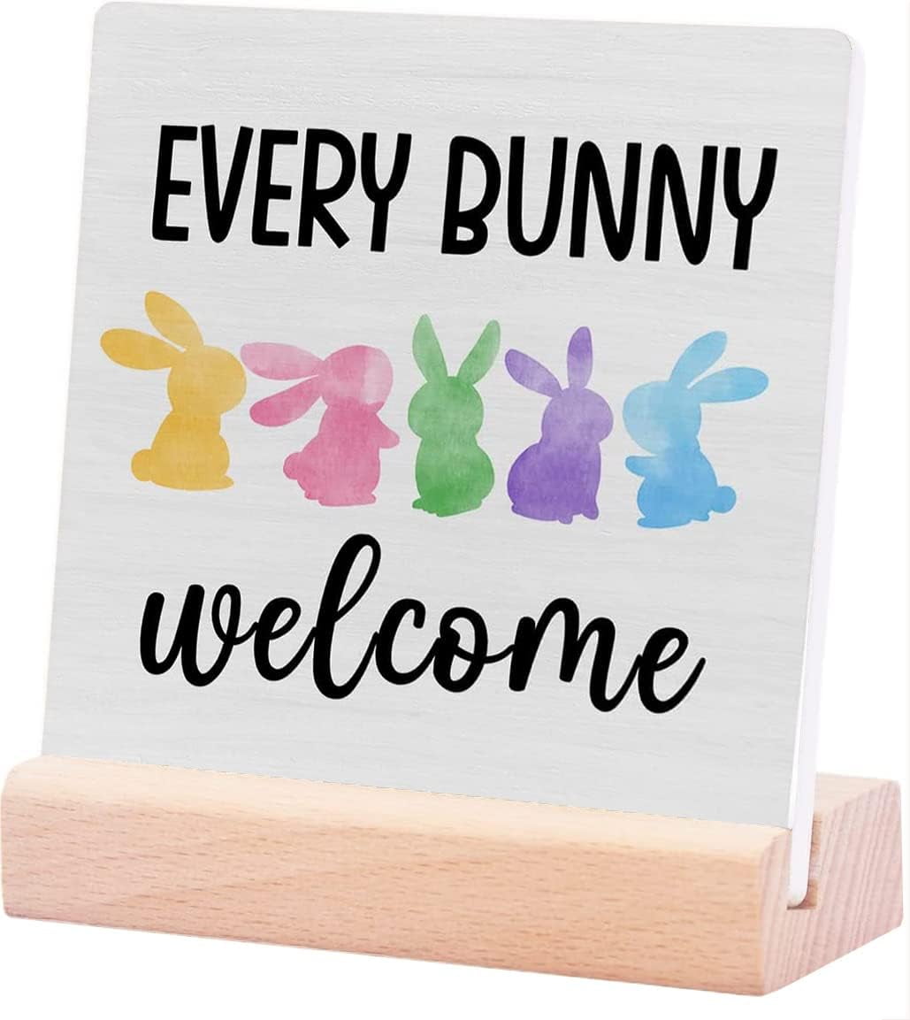 Country Farmhouse Easter Table Sign Decor Desk Sign Every Bunny Welcome ...