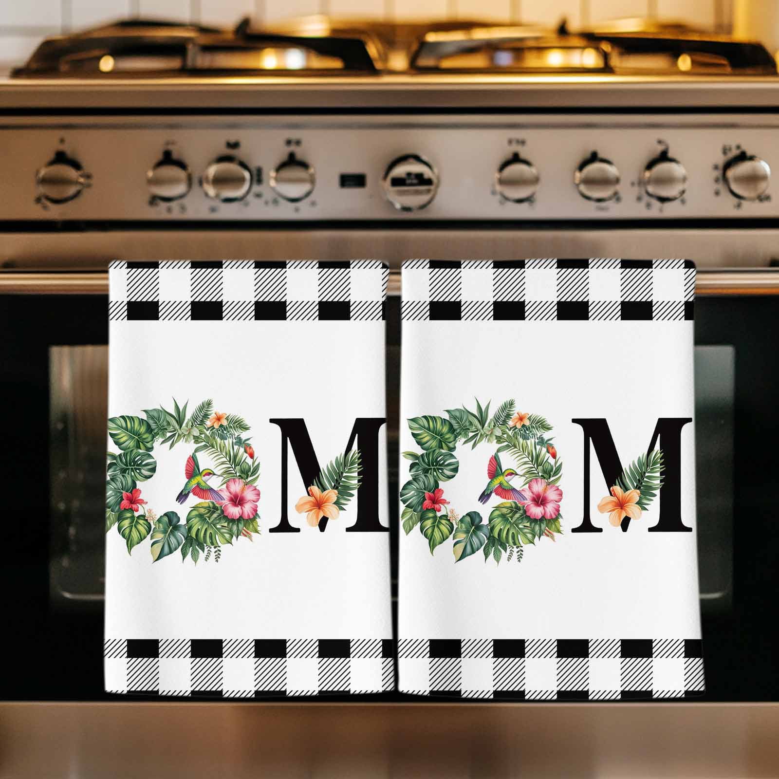 Country Farmhouse Kitchen Towels Set of 3, Vintage Farm Tropical Leaves ...