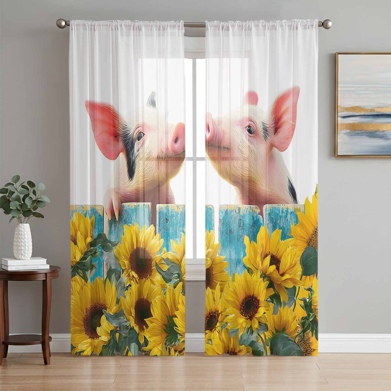 Country Farmhouse Sheer Curtains for Living Room Bedroom Vintage Farm ...