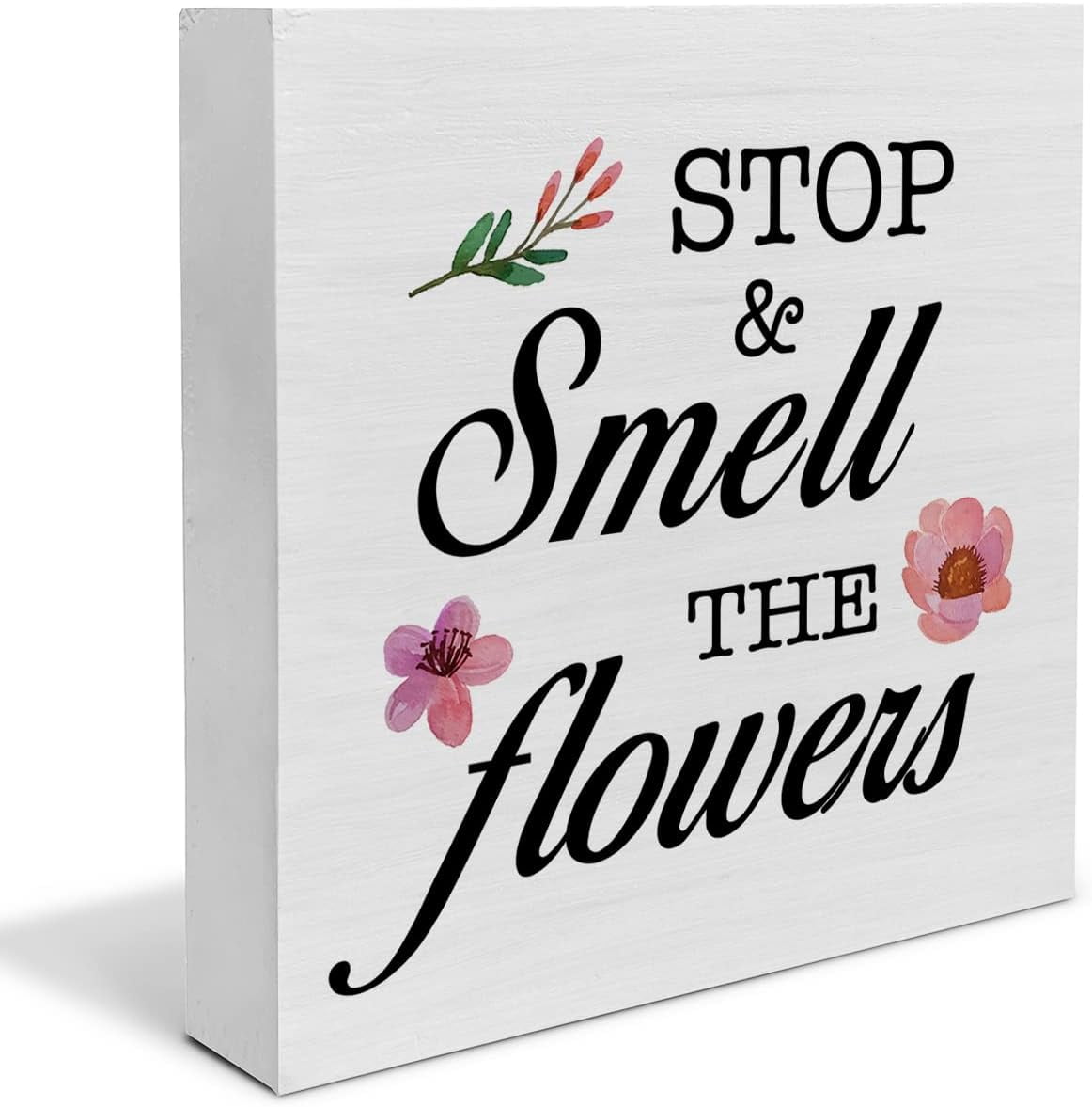 Country Farmhouse Spring Wood Box Sign Decor Desk Sign Smell the ...