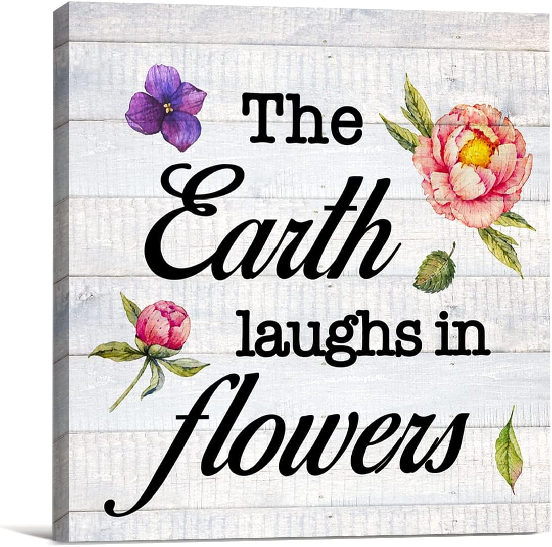 Country Farmhouse Spring Wood Box Sign Desk Decor Earth Laugh in ...