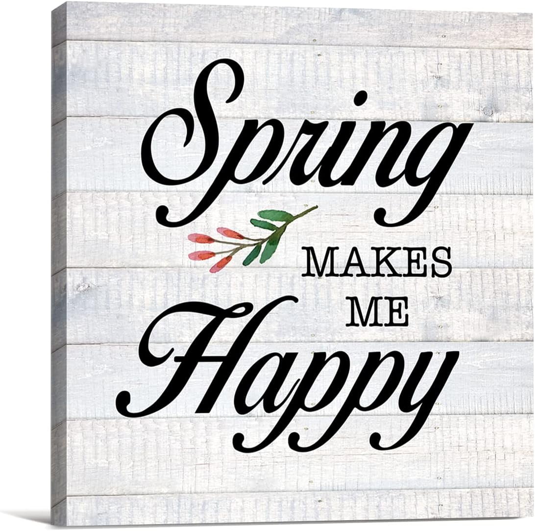 Country Farmhouse Spring Wood Box Sign Desk Decor Spring Makes Me Happy ...