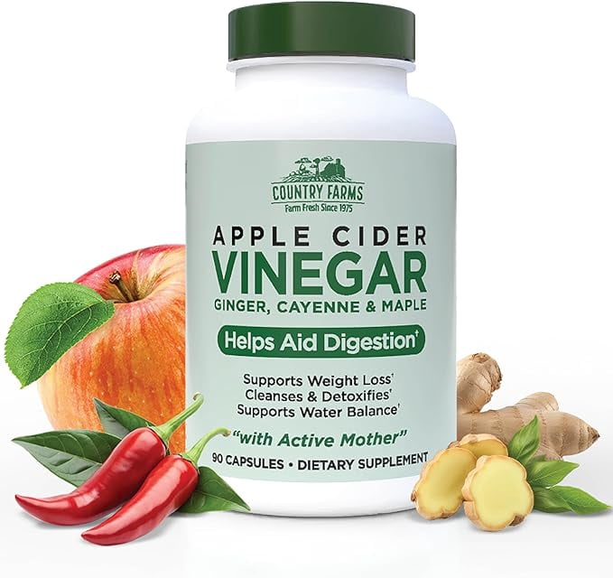 Country Farms Apple Cider Vinegar 500mg with Cayenne & Maple 90 Count ...