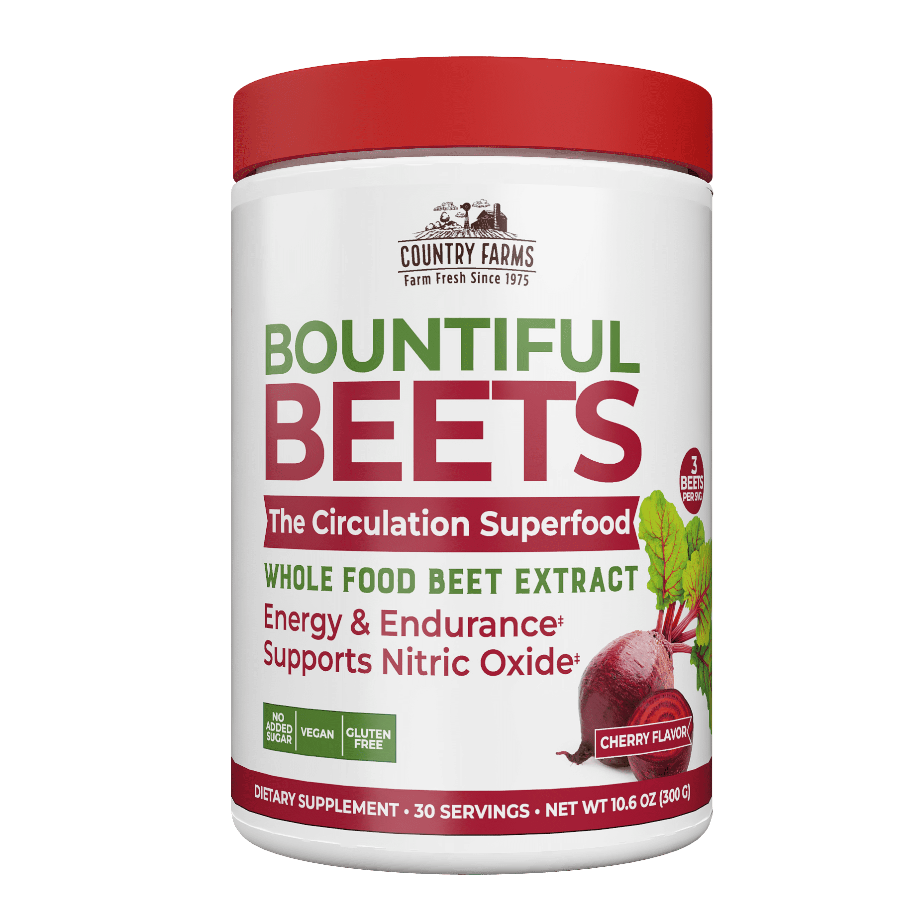 Country Farms Bountiful Beets Powder Supplement, Cherry Flavor, Nitric ...