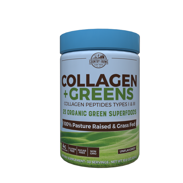 Country Farms Collagen + Greens Collagen Drink Mix, Unflavored, 10.6 oz ...