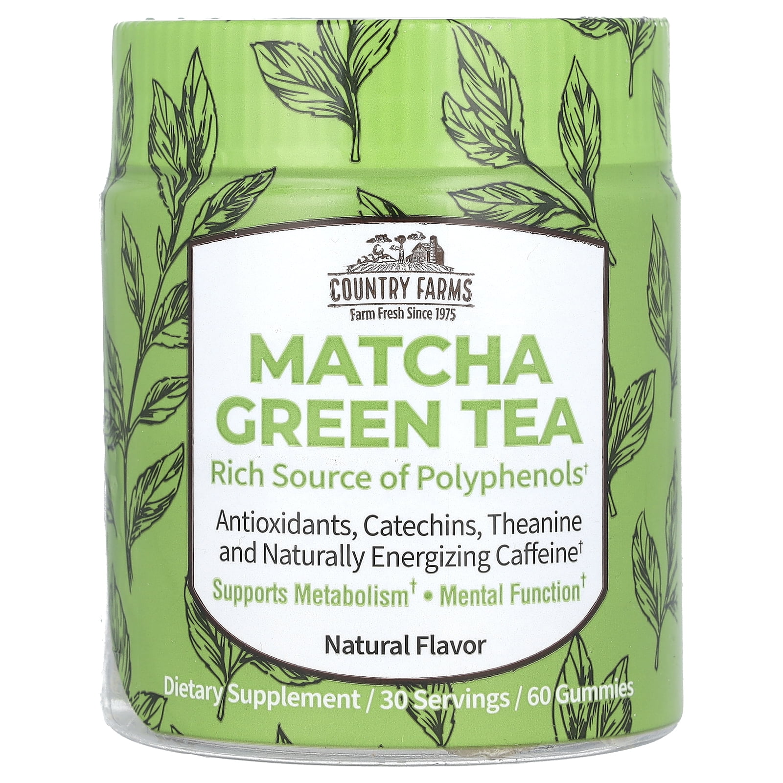 Country Farms Matcha Green Tea, Natural, 60 Gummies (12.5 mg per Gummy ...