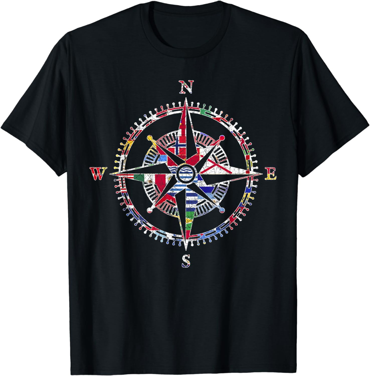 Country Flags Compass Traveler World Flags T-Shirt - Walmart.com