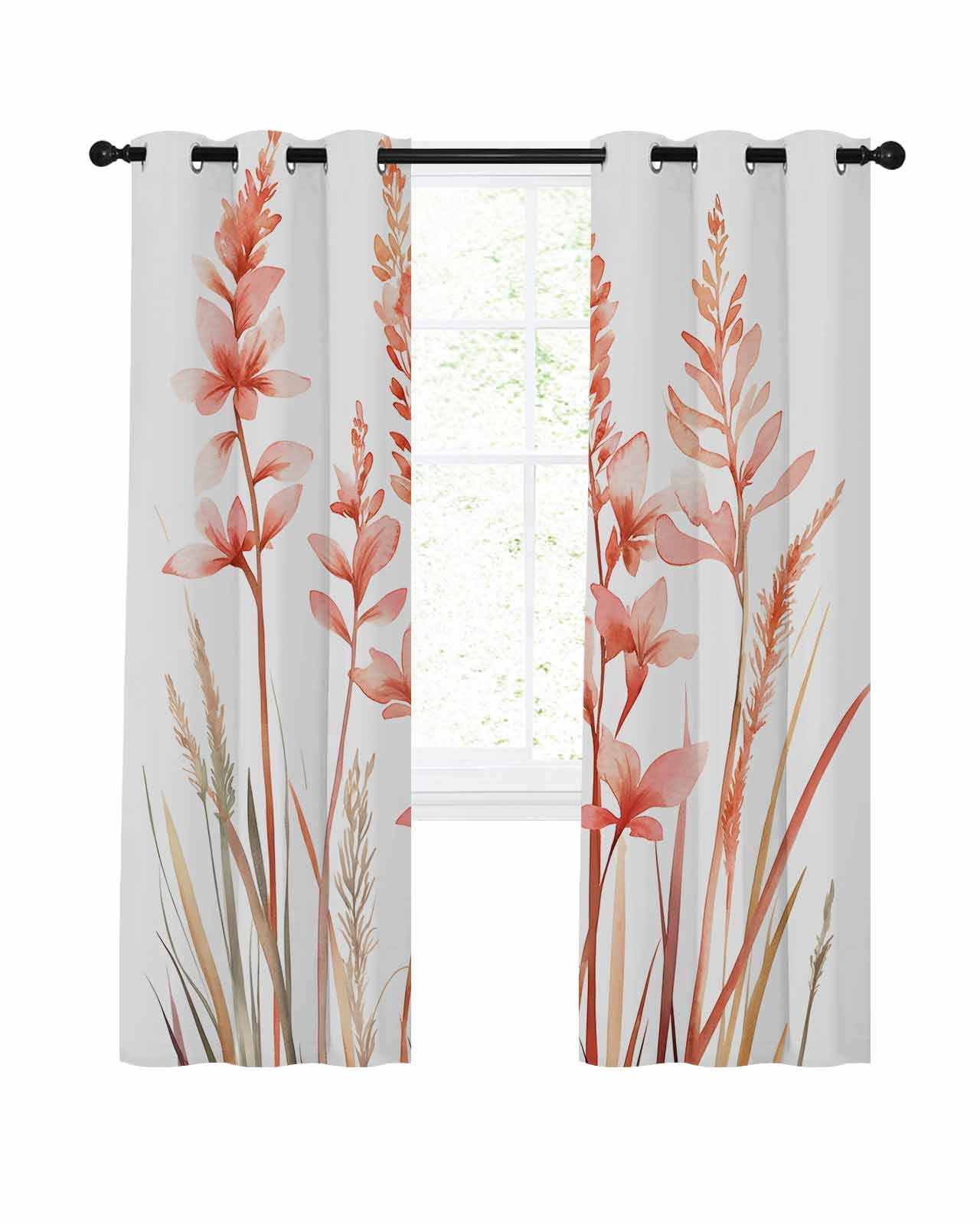 Country Floral Blackout Curtains 72 Inch Length Watercolor Vintage ...