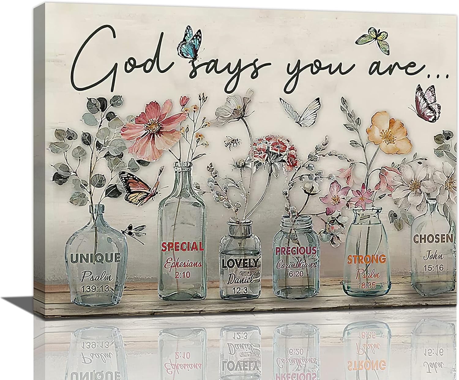 Country Floral Botanical Wall Art Christian Bible Verses Pictures Wall ...