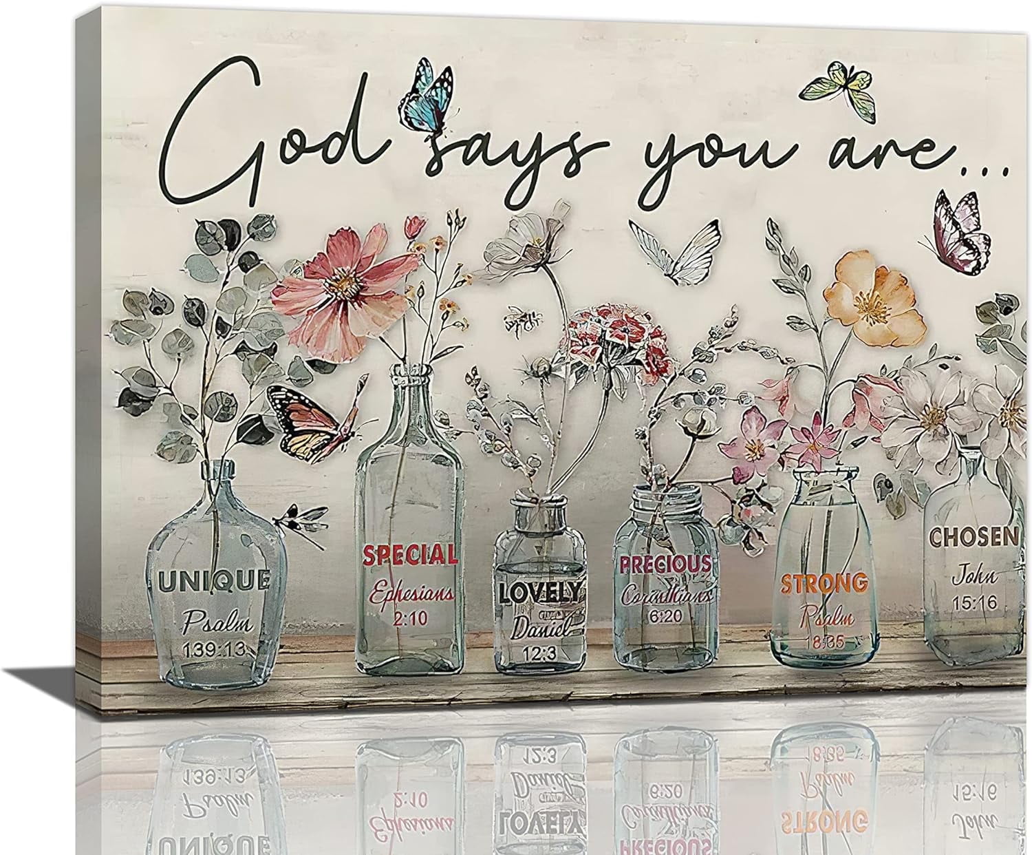 Country Floral Botanical Wall Art Christian Bible Verses Pictures Wall ...