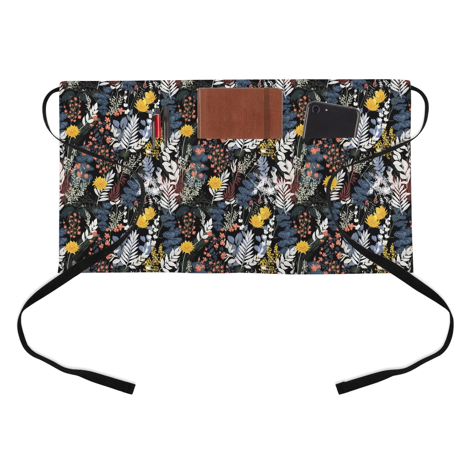 Country Floral Half Waist Apron Watercolors Wildflowers Plant Leaves ...