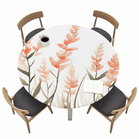 Country Floral Round Fitted Tablecloth with Elastic Edge Rustic ...
