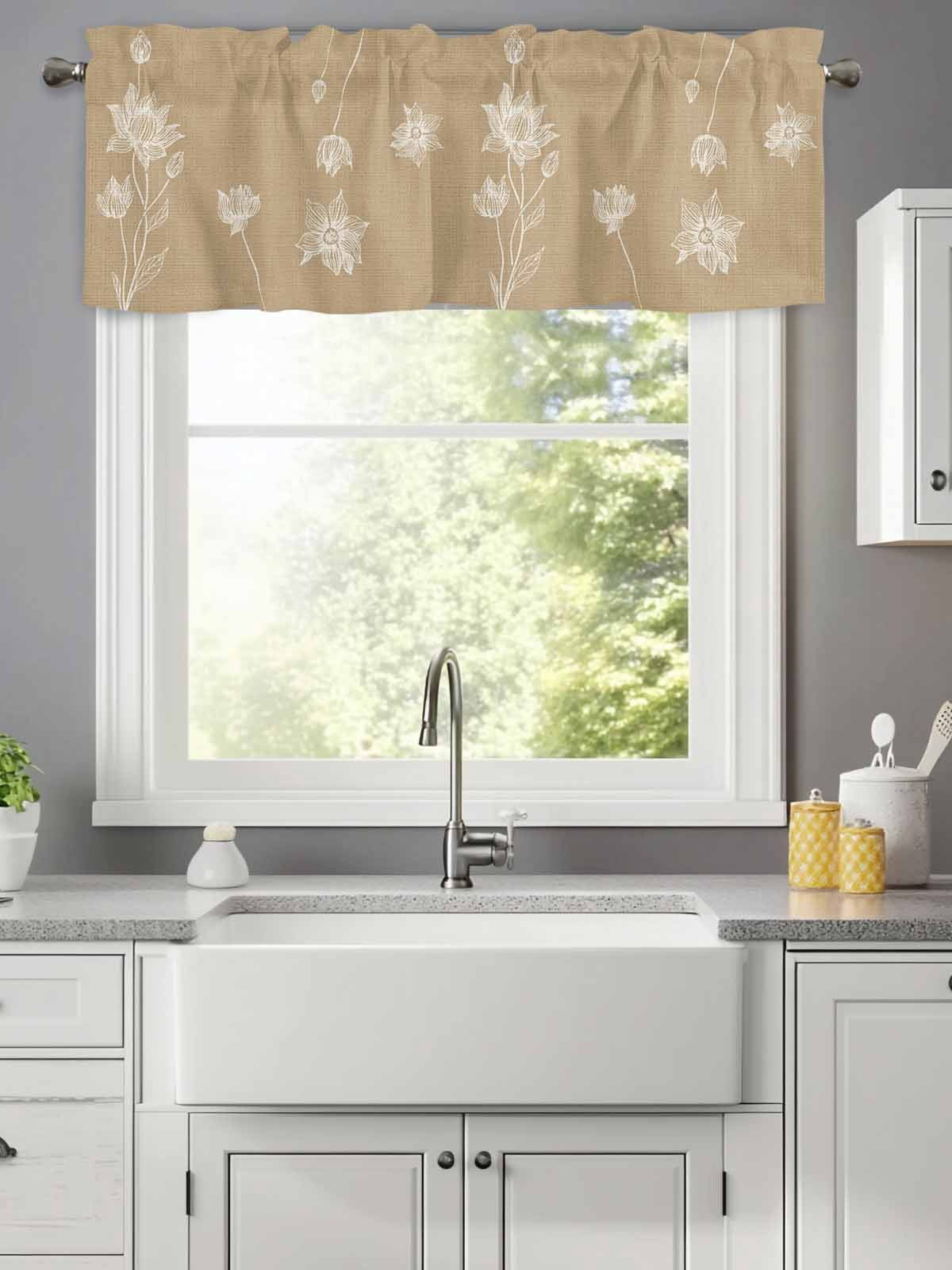 Country Floral Still Life Valances for Windows,Rod Pocket Valance for ...