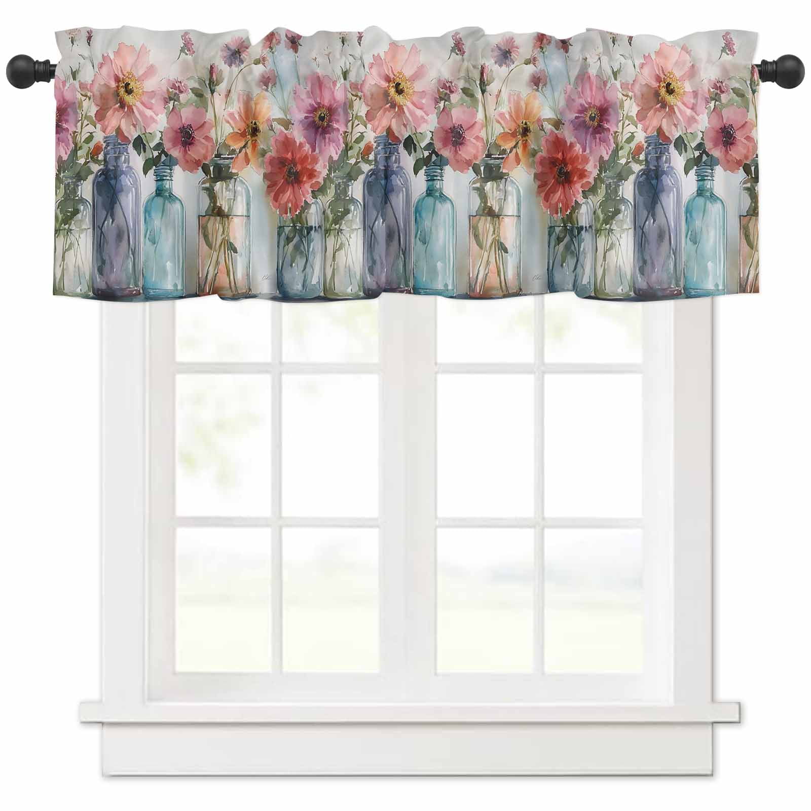 Country Floral Valances for Windows Farmhouse Kitchen Curtains Valances ...
