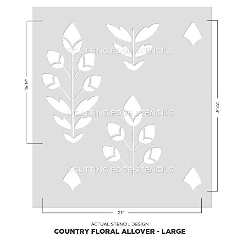 Country Floral Wall Stencil - Farmhouse Stencils for Walls – Floral ...