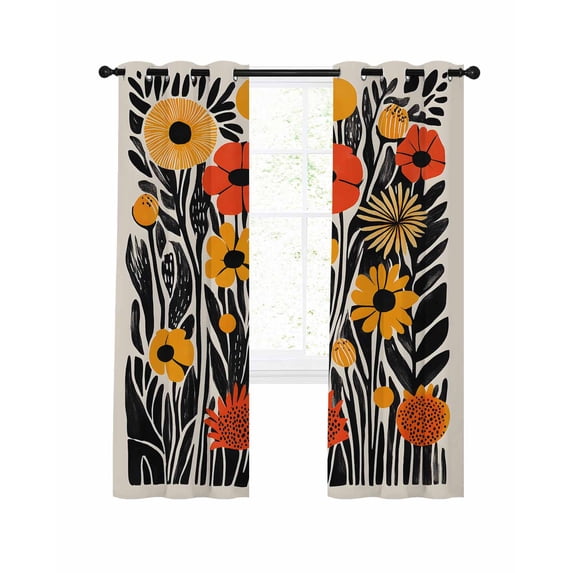 Country Flower Blackout Curtains 72 Inch Length Rustic Watercolor ...