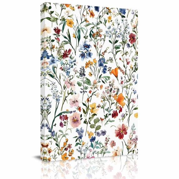 Country Flower Canvas Wall Art for Living Room, Spring Watercolor ...