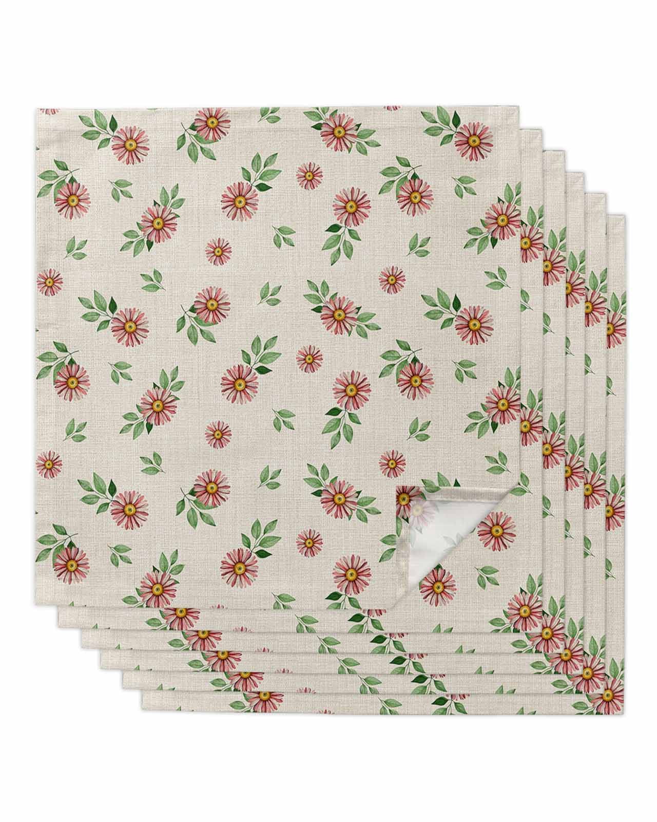 Country Flower Cloth Napkins Set of 6 Reusable Dinner Napkins, Pink ...