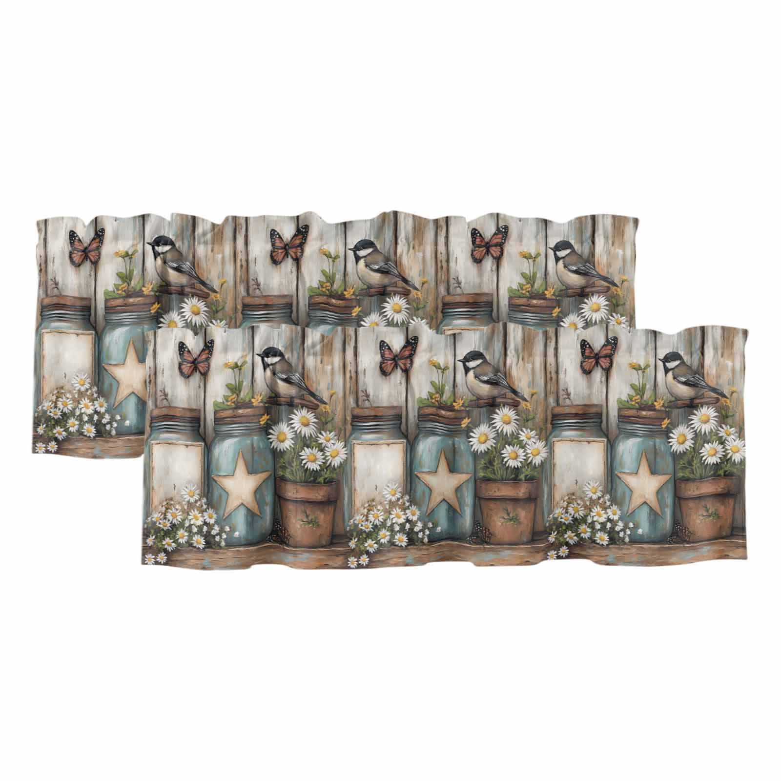 Country Flower Curtain Valances for Windows, Kitchen Valance Window ...