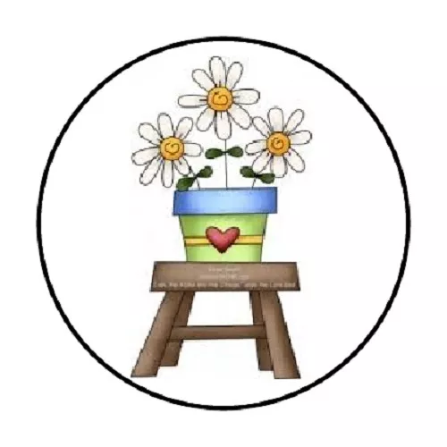 Country Flower Pot Daisies Stickers Phone Decal Water Bottle Stickers ...