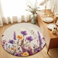 Country Flower Purple Lavender Plant Round Area Rug 3ft,Living Room Rug ...