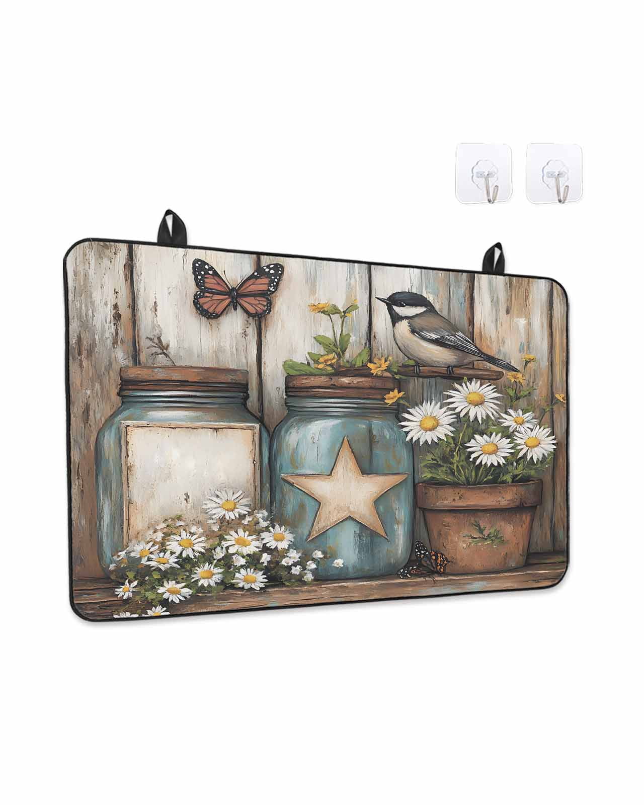 Country Flower Stove Top Covers for Electric Stove, Kitchen Glass ...