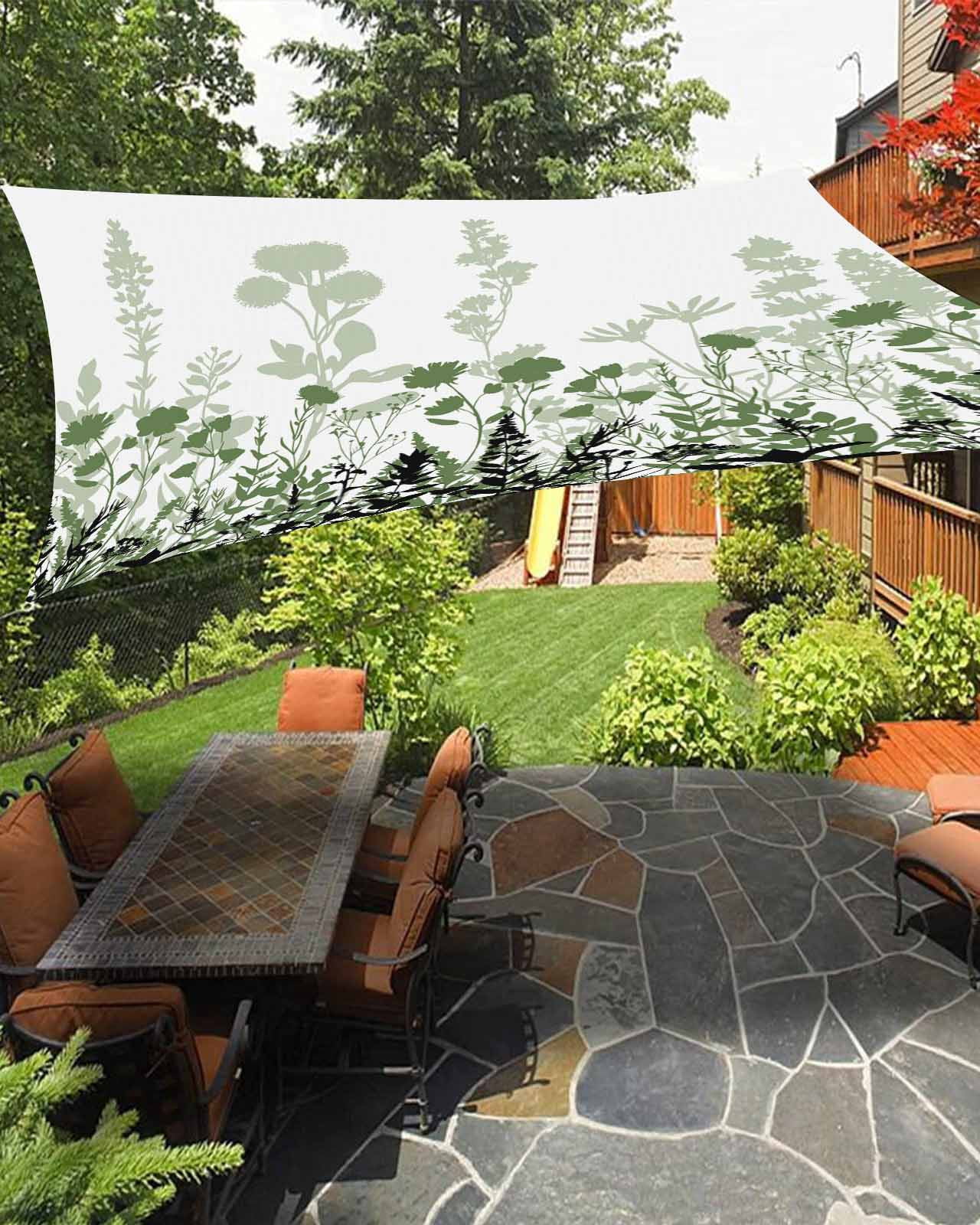 Country Flower Sun Shade Sail 12'X16' Vintage Silhouette Green Black ...