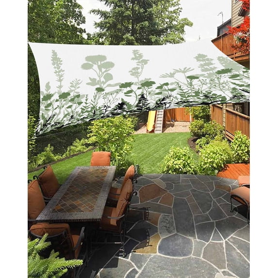 Country Flower Sun Shade Sail 12'X16' Vintage Silhouette Green Black ...