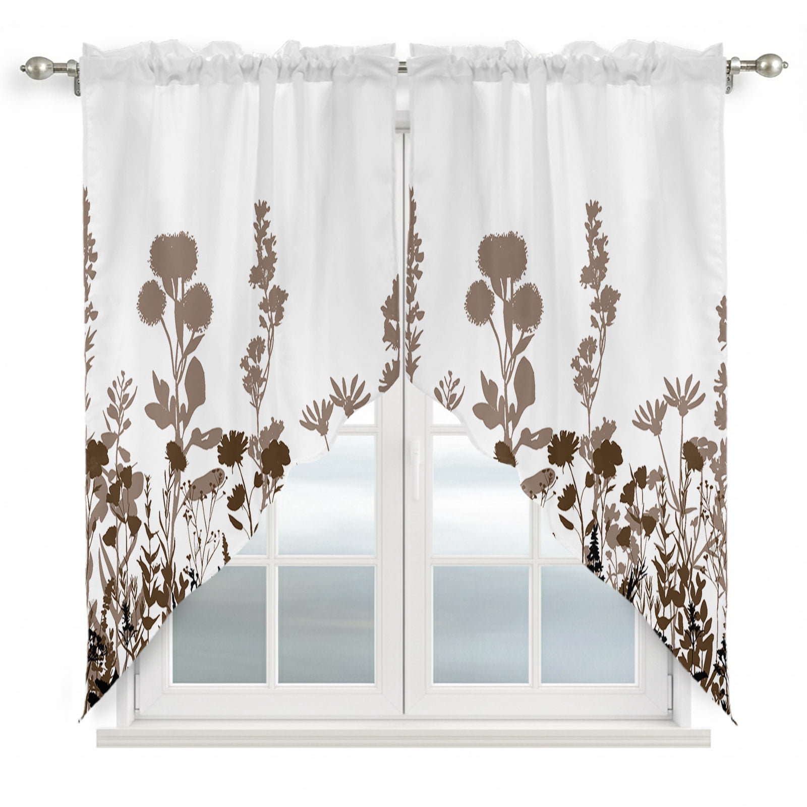 Country Flower Swag Curtain Valance for Window 2 Panels Vintage ...