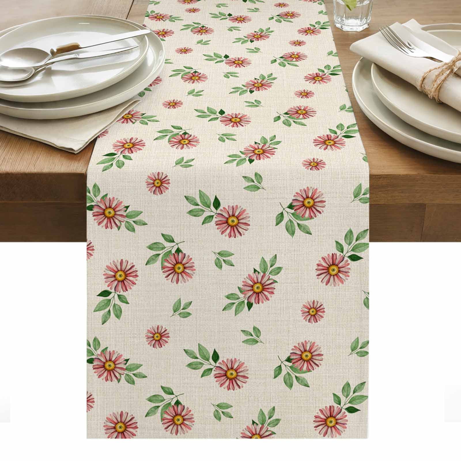 Country Flower Table Runner - 48 Inch Long, Kitchen Dining Table Runner ...