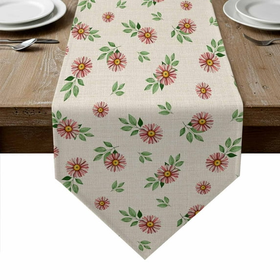 Country Flower Table Runner Linen Burlap Table Runner 36 Inches Small ...